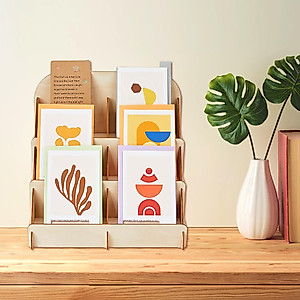 SUPERFINDINGS 6 Shelves Wooden Card Display Stand Self-Installing Business Card Display Rack Mini Craft Show Case Sticker Tape Organiser 30x20x30cm