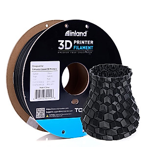 INLAND Micro Center Tough PLA 3D Printer Filament 1.75mm - Professional Toughness Enhanced PLA - Dimensional Accuracy +/- 0.03 mm - 1kg Spool (2.2 lbs) - High Impact Strength - Black