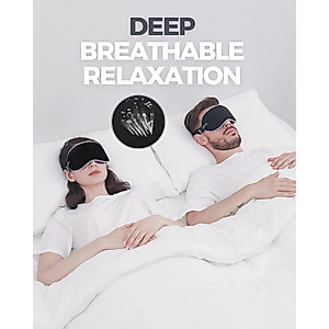 MZOO Luxury Sleep Mask for Back and Side Sleeper, Completely Block Out Light Sleeping Eye Mask for Women Men, Zero Eye Pressure 3D Contoured Night Blindfold, Breathable & Soft Eye Shade Cover Black