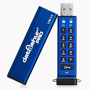 iStorage datAshur PRO 16 GB | Encrypted USB Memory Stick | FIPS 140-2 Level 3 Certified | Password protected | Dust/Water Resistant, Blue