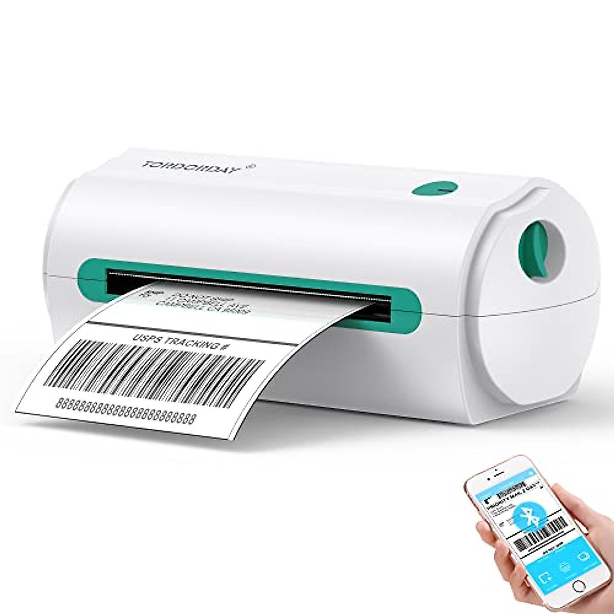 Tordorday Bluetooth Thermal Label Printer, 4 Rolls Thermal Labels with Bluetooth Shipping Label Printer for Shipping Packages