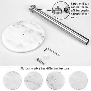 HESHIBI Paper Towel Holder Countertop with 7" Weighted White Marble Base,Modern Free Standing Paper Roll Holder, Brushed Nickel Finish Stainless Steel Stand Paper Towel Holder for Kitchen and Bathroom