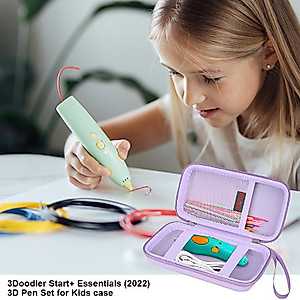 Elonbo Carrying Case for 3Doodler Start+ Essentials (2024) 3D Pen Set for Kids, 3D Printing Pens Travel Storage Organizer Holder, Extra Mesh Pocket Fits Plastic Filament, Charger, Purple