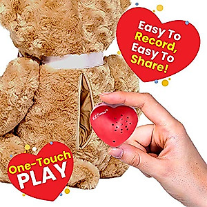 EZSound Voice Recorder for Stuffed Animal | 2 Pack - 30 Seconds Push Button Sound Recorder | Create Heartbeat Bear for Newborn | Personal Voice Message Recordable Sound Module for Toys (Red)