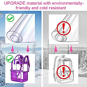 FTJCF 3PCS Clear Backpack, Stadium Approved Transparent Bookbag for Men Women, Heavy Duty PVC See Through Backpack Set