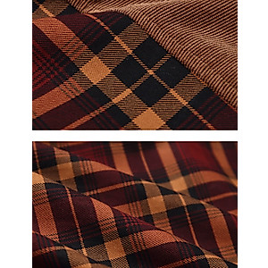 Haellun Men's Long Sleeve Sherpa Lined Shirt Jacket Flannel Plaid Fleece Coats (Medium, Coffee)