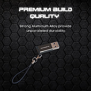 Futurizta Tech USB 3.1 Gen 1 Premium Type-C Female to USB-A Male Adapter, Support 5Gbps Data Transfer, QC3.0 Fast Charging, Military Grade Aluminium Alloy with Ergonomic Lanyard/Rope for Type-C Cable