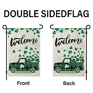 St Patricks Day Garden Flag, St Patricks Day Flag Double Sided Lucky Clover Garden Flag Shamrock St Patricks Day Yard Flag, Holiday Yard Outdoor Flag 12×18 Inch