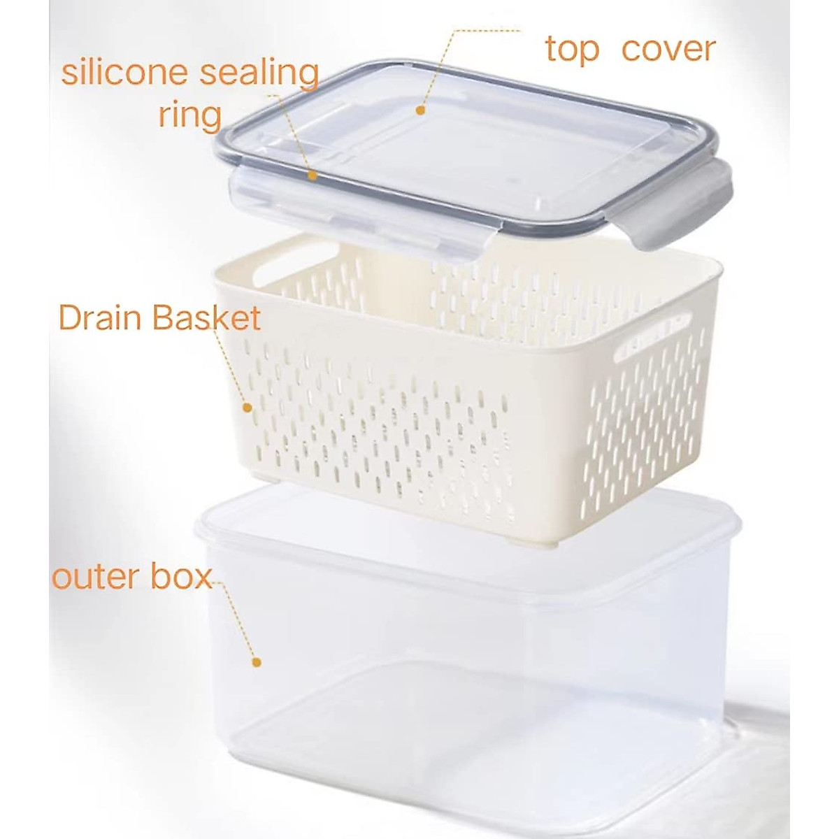 5 PCS Large Fruit Containers for Fridge,Leakproof Food Storage organizer with lids Removable Colander,BPA-Free Produce saver Bins for refrigerator Keep Fruits Vegetables Berry Meat Fresh longer