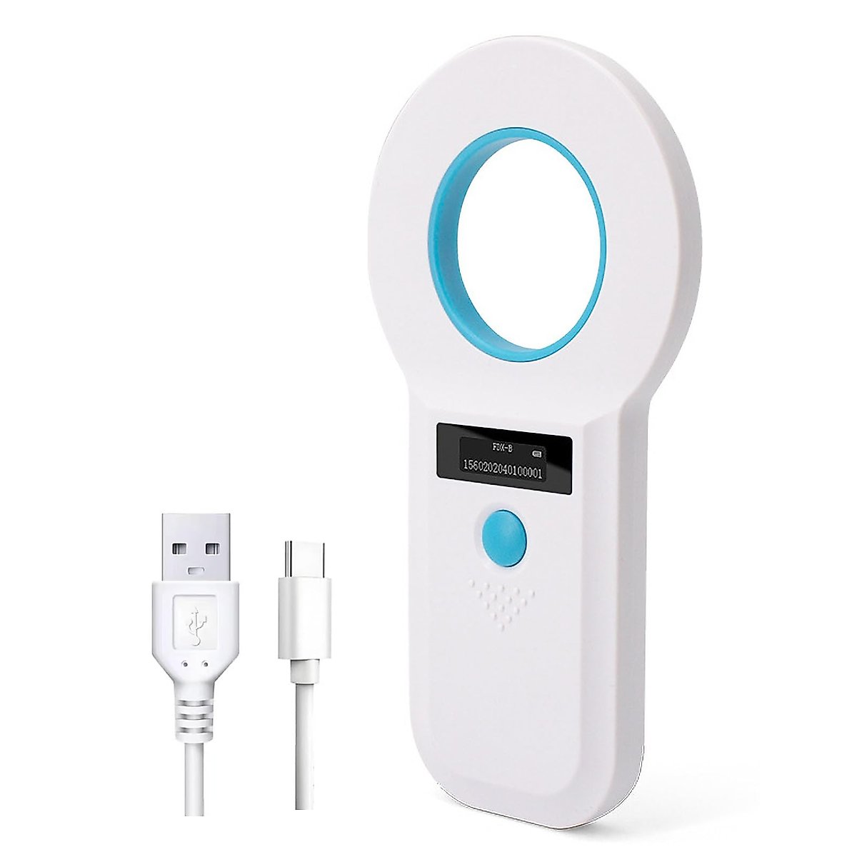 Rabitpos Pet Microchip Reader Scanner, 128 Data Storage Animal Tag Scanner Rechargeable Handheld Pet Chip ID Scanner with Stable OLED Display for ISO 11784/11785,FDX-B