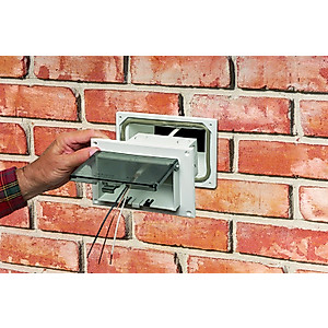 Arlington DHB1BRC-1 Low Profile IN BOX Electrical Box with Adapter Sleeve for New Brick Construction, 1-Gang, Horizontal, Clear Cover/Brown Box
