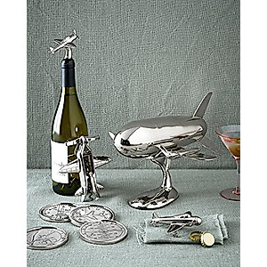 Le'raze Airplane Wine Bottle Cork Screw Bottle Opener, Aviation Corkscrew Barware, Plane Pull Cork Tool, Ideal For Flying Bartender, Hosting, Pilot Gift, Party Favor, Silver Chrome Bar Decor