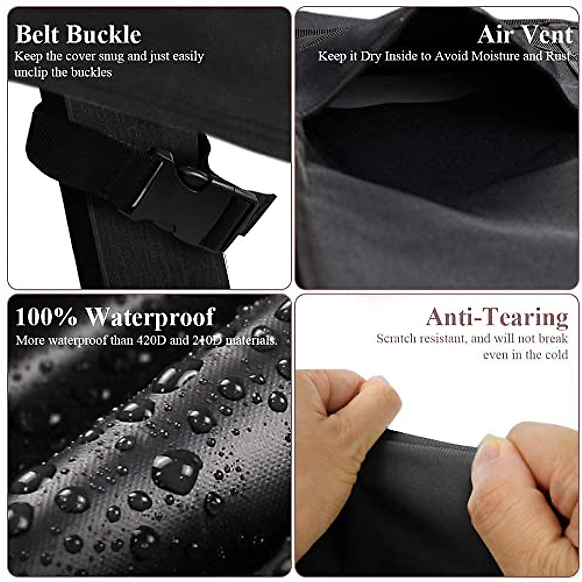 TwoPone Fire Pit Cover Round, 32 Inch Round Firepit Covers for Outdoor, Upgraded Waterproof 600D Fireplace Cover Black