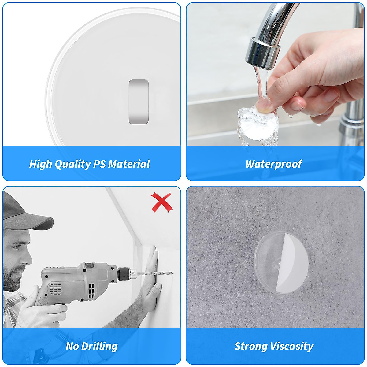 GEEHUA Self Adhesive Ceiling Hook, 30 PCS No Hole Sticky Eye Hooks Wall Small Disc Hook for Hanging Light Plants, Christmas Festival Wedding Decorations Baloon Storage Display(3cm/1.18in)