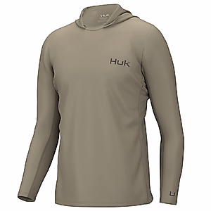 HUK Standard Icon X Hoodie, Fishing Shirt with Sun Protection for Men, Overland, Large