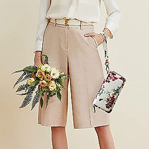 XGrand Crossbody Wallet Case iPhone 13 Pro Max 6.7 inches [3 in 1] Detachable Magnetic Zipper Purse 14 Card Slots Pocket Crossbody Chain Wrist Strap Clutch Leather Wallet Cases - White, White Floral