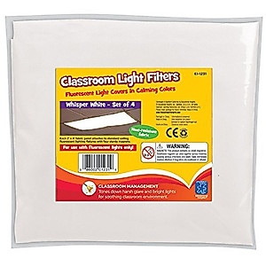 Educational Insights The Original Fluorescent Light Filters in Whisper White 4-Pack, Reduce Glare & Flicker, Easy Setup for Office, Hospitals, Home & Classrooms