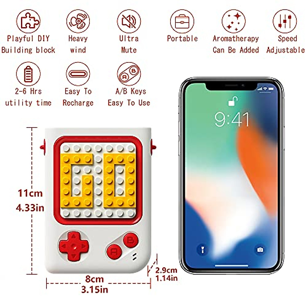 MONTENMIN Portable Mini Fan Rechargeable Battery-Operated Handheld Fan with Adjustable Lanyard, 3 Speeds Vertical Air Flow Personal Desk Fan with Aromatherapy Pad for Kids Home Office Outdoor Travel