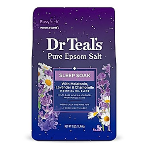 Dr Teal's Pure Epsom Salt Soak, Sleep Blend with Melatonin, Lavender & Chamomile Essential Oils, 3 lbs