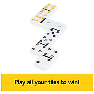 Mexican Train Dominoes Set Tile Board Game in Aluminum Carry Case Games with Colorful Trains for Family Game Night, for Adults and Kids Ages 8 and Up