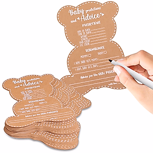 Baby Shower Games - Boy or Girl - We Can Bearly Wait Teddy Bear Baby Shower Advice Cards for Parents to Be - Set of 50 - Woodland Baby Shower Games (Teddy Bear)