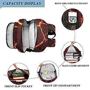 Glaphy Lava Fire Volcano Backpack School Bag Lightweight Laptop Backpack Students Travel Daypack with Reflective Stripes
