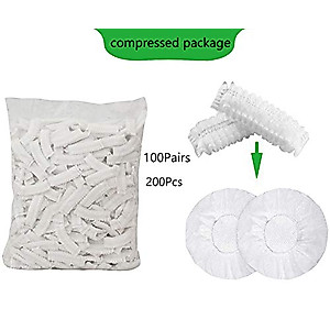 JYHF Disposable Sanitary Headphone Covers, Earpad Cover Ups for Headset Protector, Non-Woven Hygienic Sweat-Proof Stretchable White Ear Cover (200Pcs，4.3”)