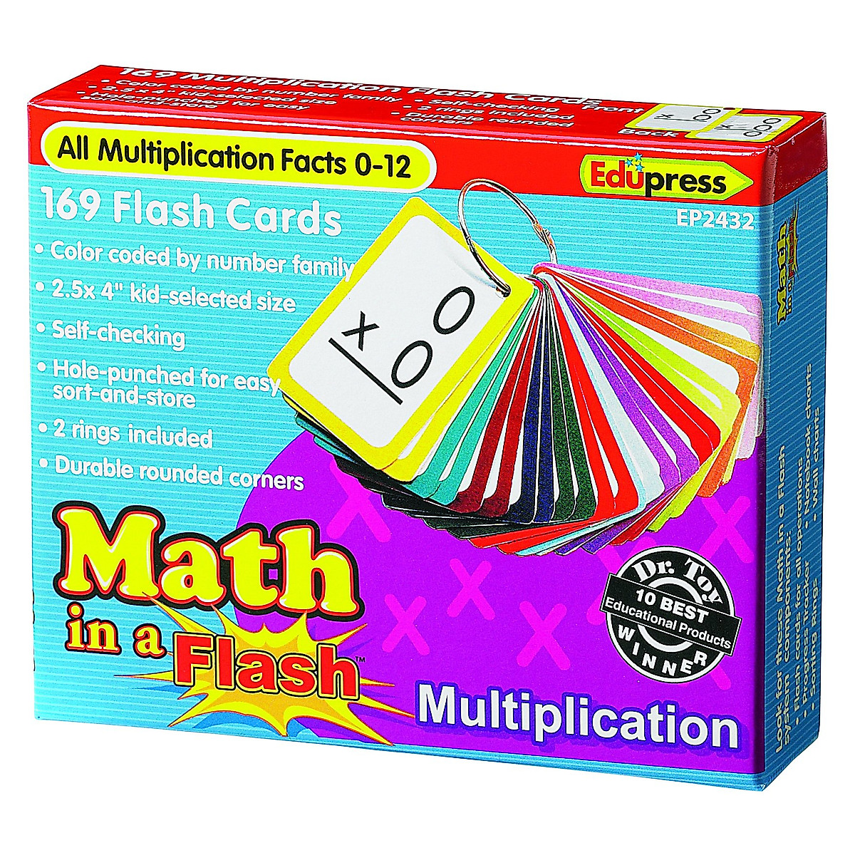 Edupress EP-2432 169 Math in a Color-Coded Multiplication Flash Cards, 1.5" Height, 4.5" Wide, 5" Length (705 count)