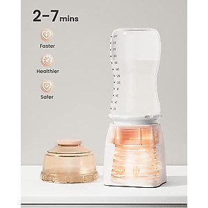 Bottle Warmer, Hopebig Baby Bottle Warmer with 4 Adapters, Rechargeable Portable Bottle Warmer with Smart Temperature Control, Digital Display Travel Bottle Warmer for Breastmilk or Formula