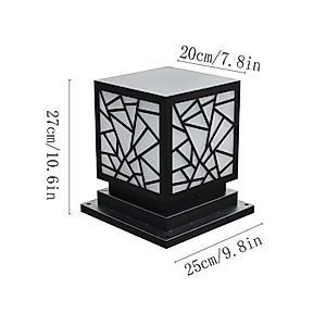 KAIKEA Black European Outdoor Post Light Pier Mount Fixture 7.8" E27 for IP65 Exterior House Porch Patio Deck Garage Yard Garden Driveway Home Lawn Walkway Chinese Floor Lamp Pillar Lantern