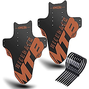 NICEDACK Mudguards Mountain Bike, 2 Pieces Mudguard Fit 20-29 Inch MTB Mudguard Front and Rear Compatible Bicycle Splash Guard (Orange)
