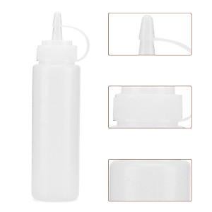 HEIHAK 20 Pack 8 oz Ketchup Squeeze Bottles, 250ml Plastic Condiment Bottles, Barbecue Squirt Bottles with Caps and Marking Labels for Ketchup, Sauces, Dressings, Paints, Crafts, White