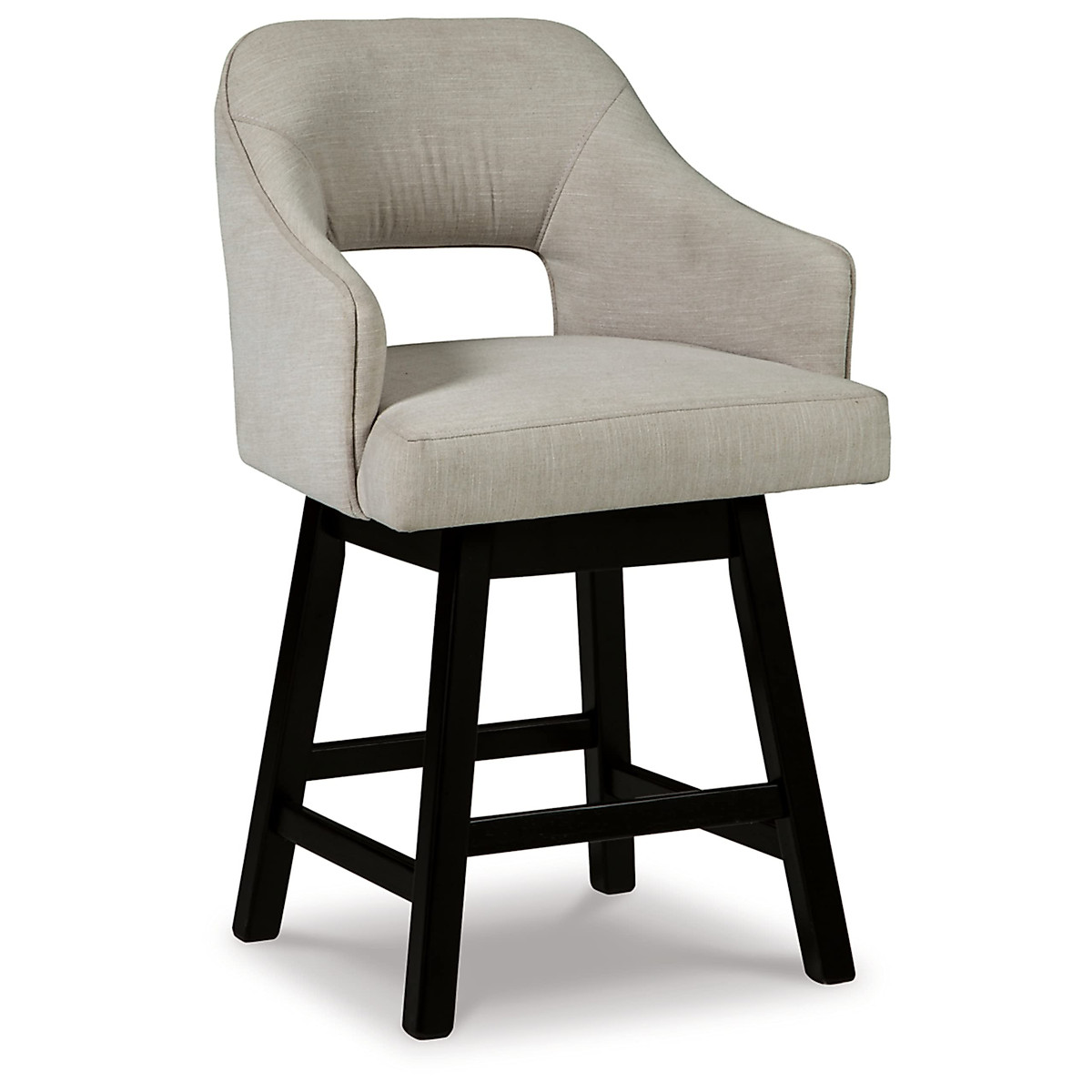 Signature Design by Ashley Tallenger 25" Upholstered Swivel Counter Height Bar Stool, 2 Count, Beige & Dark Brown