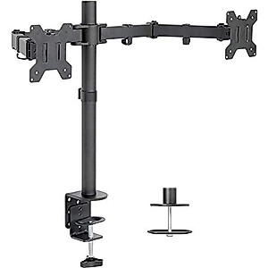 HP V24 24 inch TN Full HD 1920 x 1080 LED Backlit LCD Monitor 2-Pack Bundle with HDMI & VGA Ports, FreeSync, 75Hz Refresh Rate, Low Blue Light, Desk Mount Clamp Dual Monitor Stand, & Mini Speaker