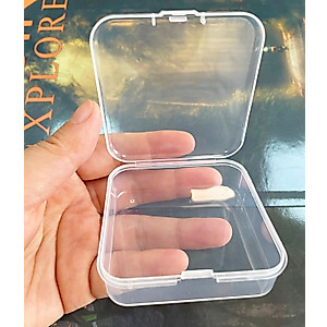 Pcxino 40 Pack 6.5 cm Small Clear Storage Box,Clear Plastic Beads Storage Containers Box with Hinged Lid for Small Items and Craft Projects