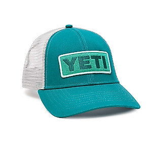 YETI Logo Badge Low Pro Hat, Navy/King Crab Orange