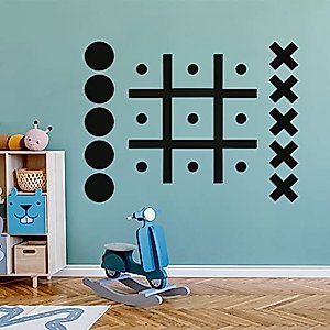 Wood Magnetic Tic Tac Toe Wall-Mount Game Fun Tic Tac Toe for Kids and Adults, Wood Board Travel Game Bedroom Playroom Wall Decals Modern Wall Art