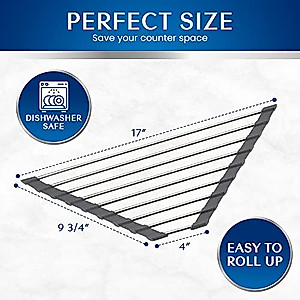 Roll-Up Corner Sink Drying Rack. Kitchen Bench Space Saver! Quality Design and Practical Stainless Steel and Silicon Over The Sink Drying Rack.