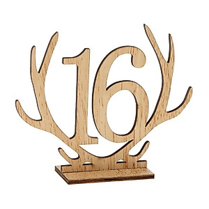 SWEETBIUTI Table Numbers Wooden Number Plate Freestanding Table Cards 1-20 Table Number Sign Stand Antler Table Cards Table Decor for Banquets Outdoor Living.
