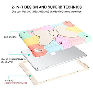 iPad 10.2 Case, iPad 9th Generation Case, GaoBao iPad 8th Generation Case with Butterfly Wings Kickstand Pencil Holder Protective Kids Friendly Silicone Case for iPad 9th/8th/7th Gen (2021/2020/2019)