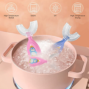 Kdgtebo 2 PCS U Shaped Toothbrush,Kids Toothbrushes,Kids U Shaped Toothbrush,U Shape Kids Manual Toothbrush,360 Kids U-Shaped Toothbrush,Soft Silicone Brush Head,Design for Toddler Toothbrush Age 2-6