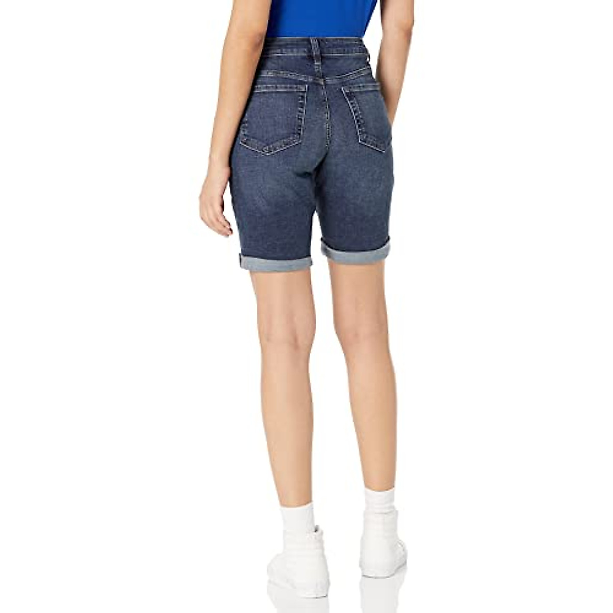 Amazon Essentials Women's 9" Denim Bermuda Shorts, Dark Denim, 0
