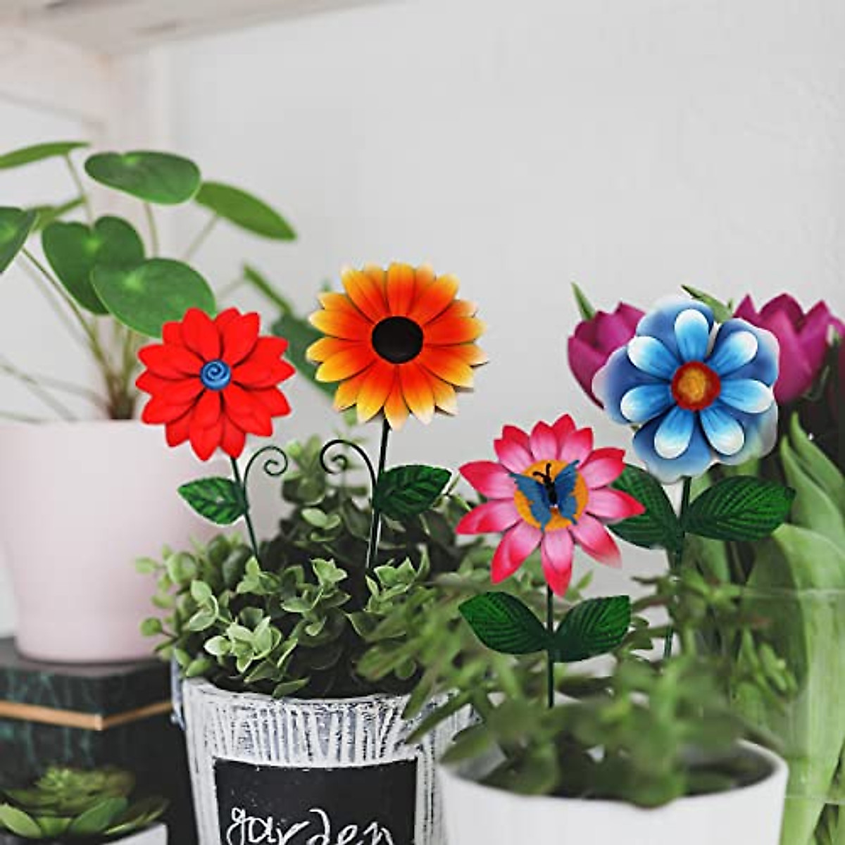 Colorful Flower Garden Stakes - Rust-Proof Outdoor Yard Decor