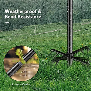 Outdoor String Light Pole 2 Pack, 7-Prong Backyard Steel Patio Light Poles with 2 Optional Hooks and Fence Brackets for Deck Garden Holiday Wedding