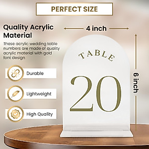 Wedding Table Numbers 1-20 - Frozen Design, Acrylic Cards With Gold Number, Perfect for Reception, Table Card Holders, Elegant Signs