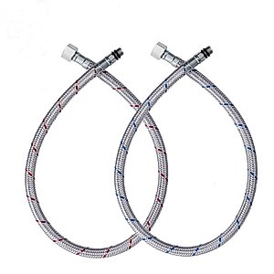 GGStudy 32-Inch Faucet Connector Braided Stainless Steel Supply Hose 3/8-Inch Female Compression Thread x M10 Male Connector One Pair