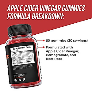 Apple Cider Vinegar Gummies - 1000mg -Formulated to Support Weight Loss Efforts, Normal Energy Levels & Gut Health* - Supports Digestion, Detox & Cleansing* - ACV Gummies W/ VIT B12, Beetroot
