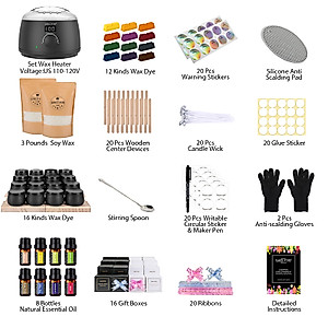 SAEUYVB Candle Making Kit,Candle Making Kit for Adults,Candle Making Kit with Hot Plate,Candle Making Supplies - DIY Starter Soy Candle Making Kit - Perfect as Home Decorations