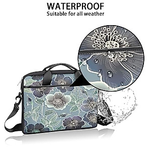 Vintage Flowers Laptop Computer Bag Waterproof Shoulder Messenger Bag 13-15 inch Durable Laptop Tote Bag with Shoulder Strap Handle Lightweight Crossbody Briefcase
