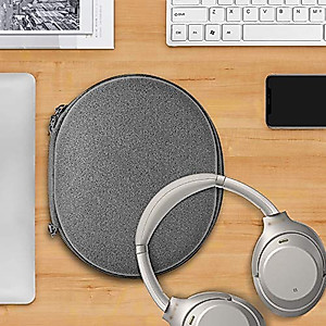Geekria Shield Headphones Case Compatible with Sony WH-XB910N, WH-XB900N, WH-1000XM4, WH-1000XM3, WH-H910N Case, Replacement Hard Shell Carrying Bag with Cable Storage (Grey)